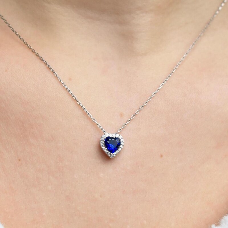 Blue Heart Necklace - Etsy