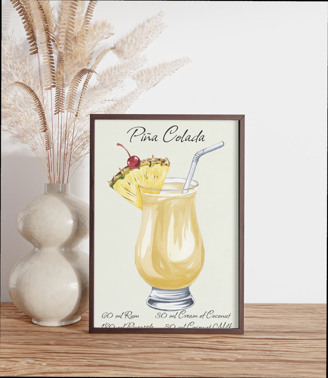Pina Colada Poster, Cocktail Poster, Wall Art, Kitchen Wall Art, Bar ...