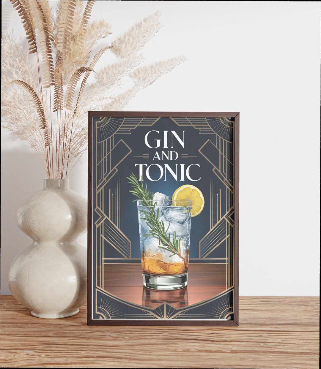 Gin & Tonic Poster, Cocktail Poster, Wall Art, Kitchen Wall Art, Bar ...
