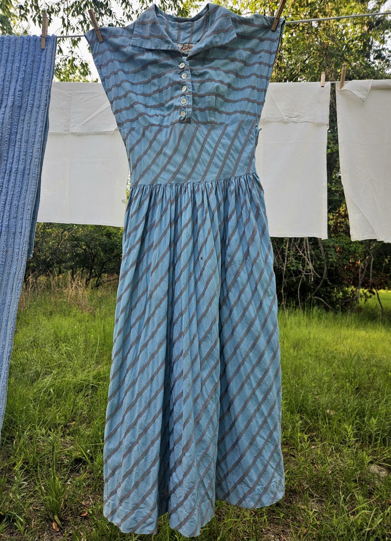 Vintage 1940s Kabro of Houston Blue Dress - Etsy