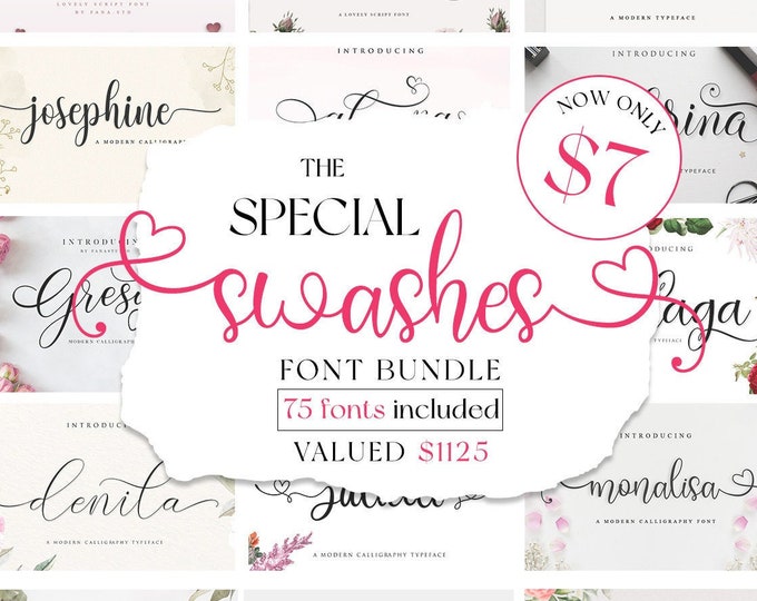 Swashes Font Bundle, Swirls Font Download, Calligraphy Font, Script ...