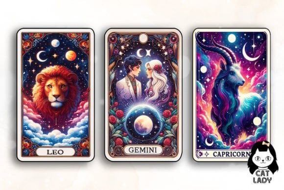 12 Zodiac Tarot Cards Bundle - Zodiac Tarot PNG, Sublimation, Instant ...