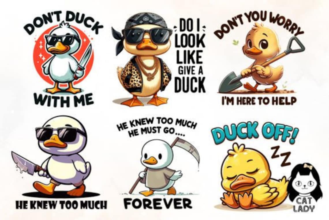 Funny Duck Quotes Clipart Bundle - Sublimation Designs, Duck Clipart ...