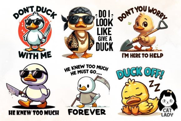 Funny Duck Quotes Clipart Bundle - Sublimation Designs, Duck Clipart ...