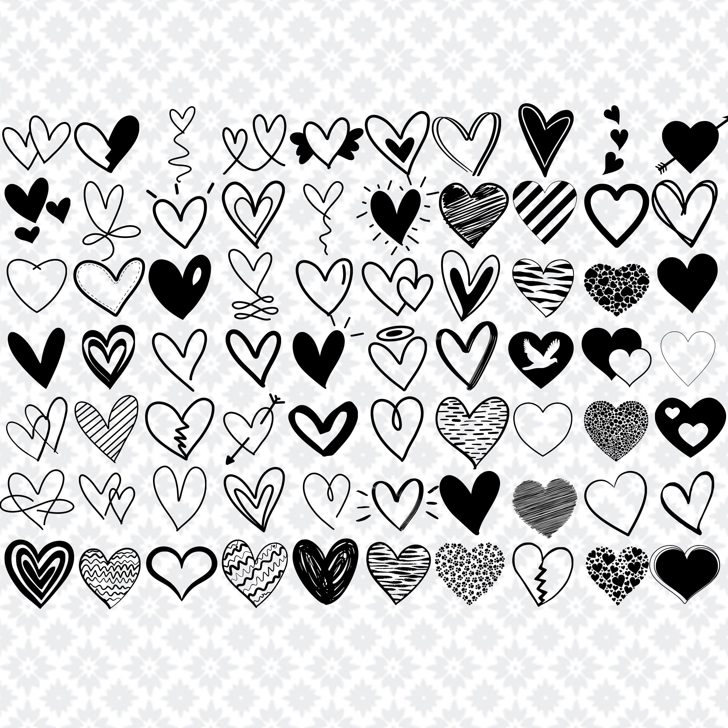 Heart Svg Bundle, 150 Heart Svg Designs, Hand Drawn Heart Svg, Open ...