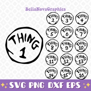 Thing 1, Thing 2, Thing 3, Thing Bundle SVG, Thing Clipart, Thing Cut ...