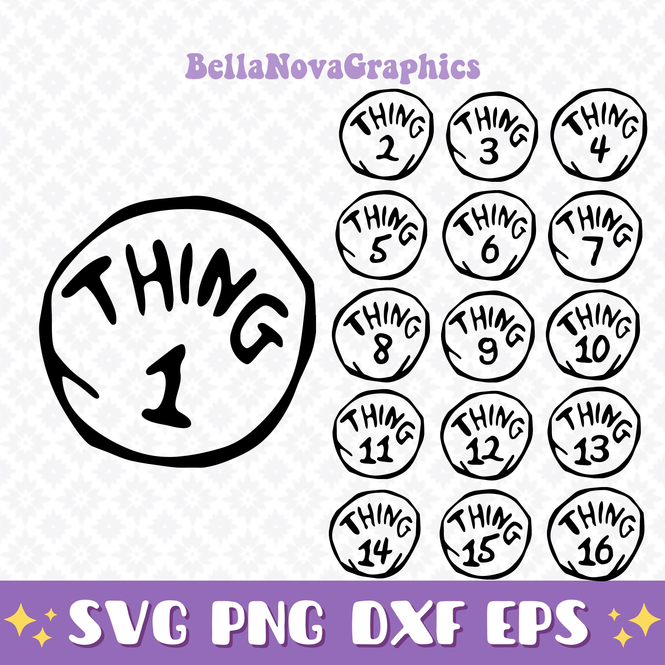 Thing 1, Thing 2, Thing 3, Thing Bundle SVG, Thing Clipart, Thing Cut ...