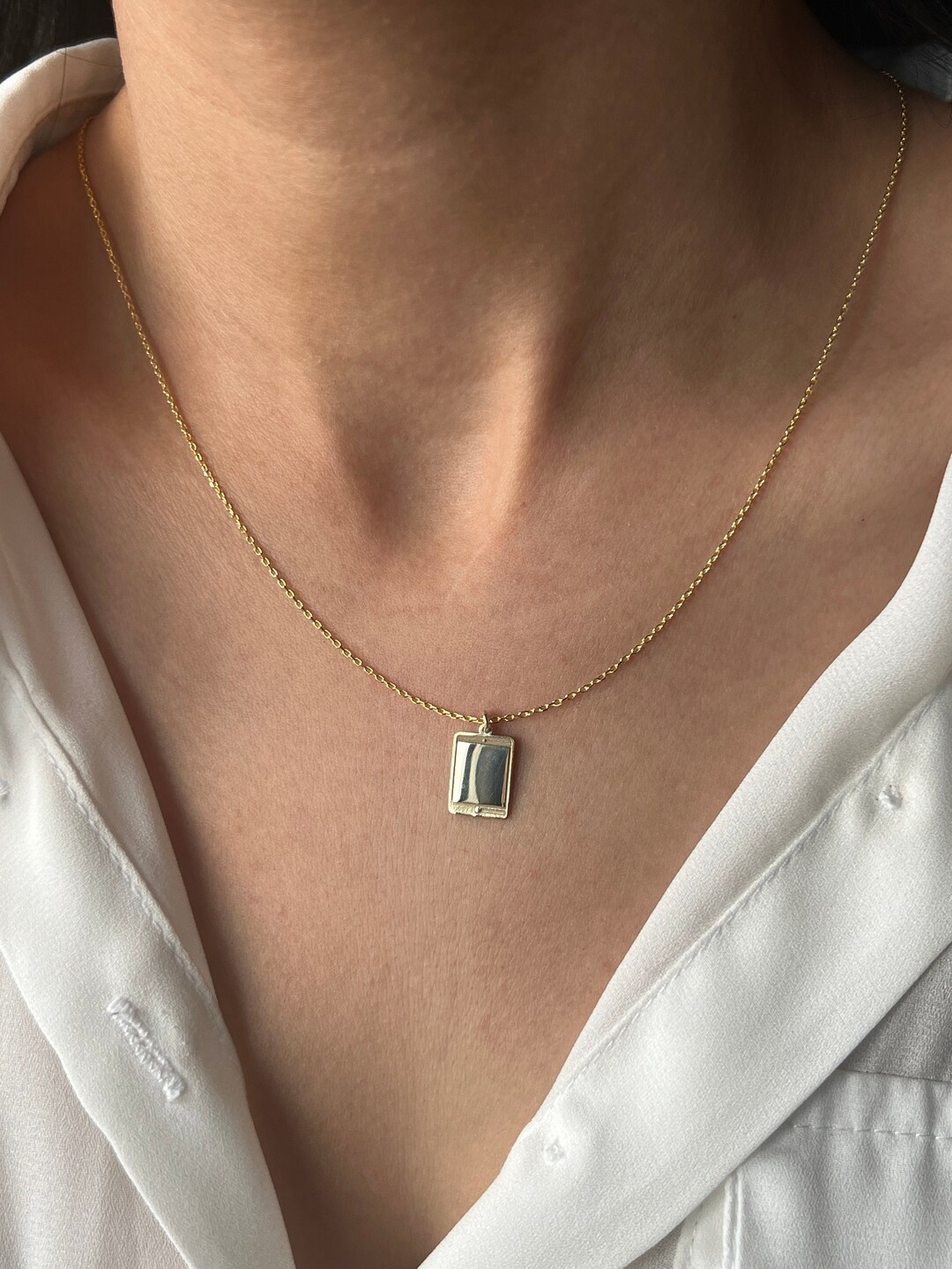 Tablet Necklace · 14K Gold Plated · 925K Sterling Silver · iPad Pendant ...