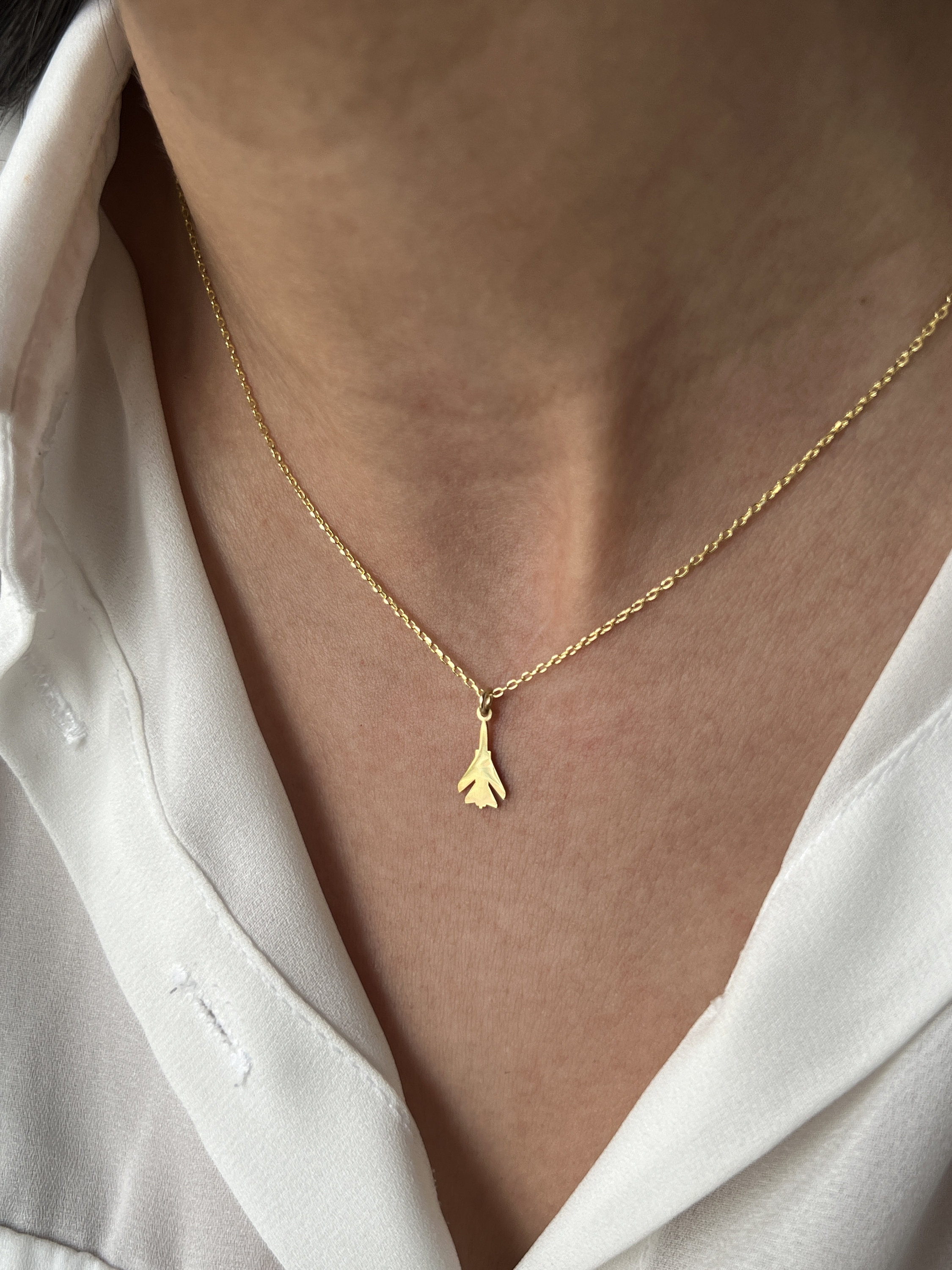 Warplane Necklace 14K Gold Plated 925K Sterling Silver Fighter Jet ...
