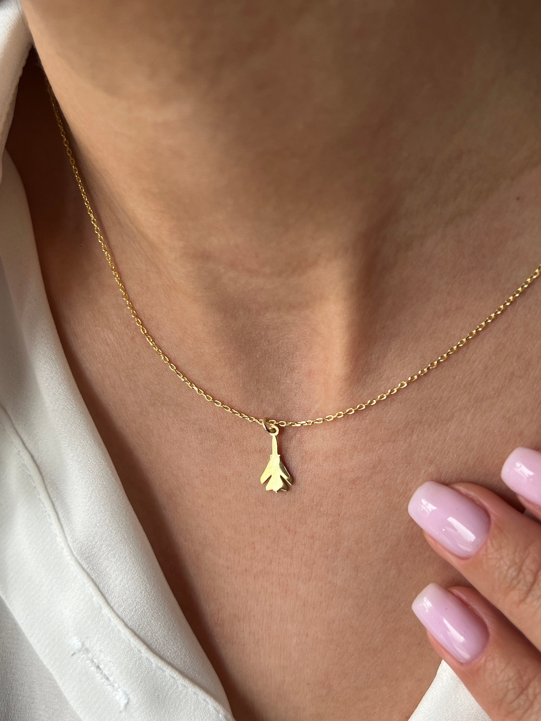 Warplane Necklace · 14K Gold Plated · 925K Sterling Silver · Fighter ...