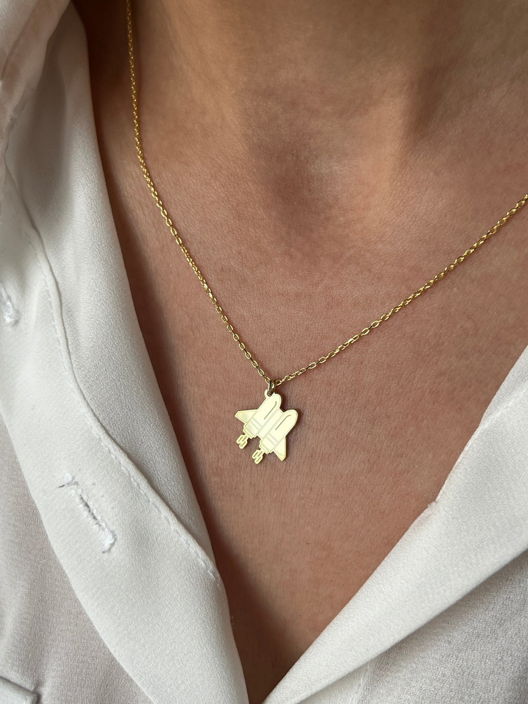 Space Rocket Necklace · 14K Gold Plated · 925K Sterling Silver ...