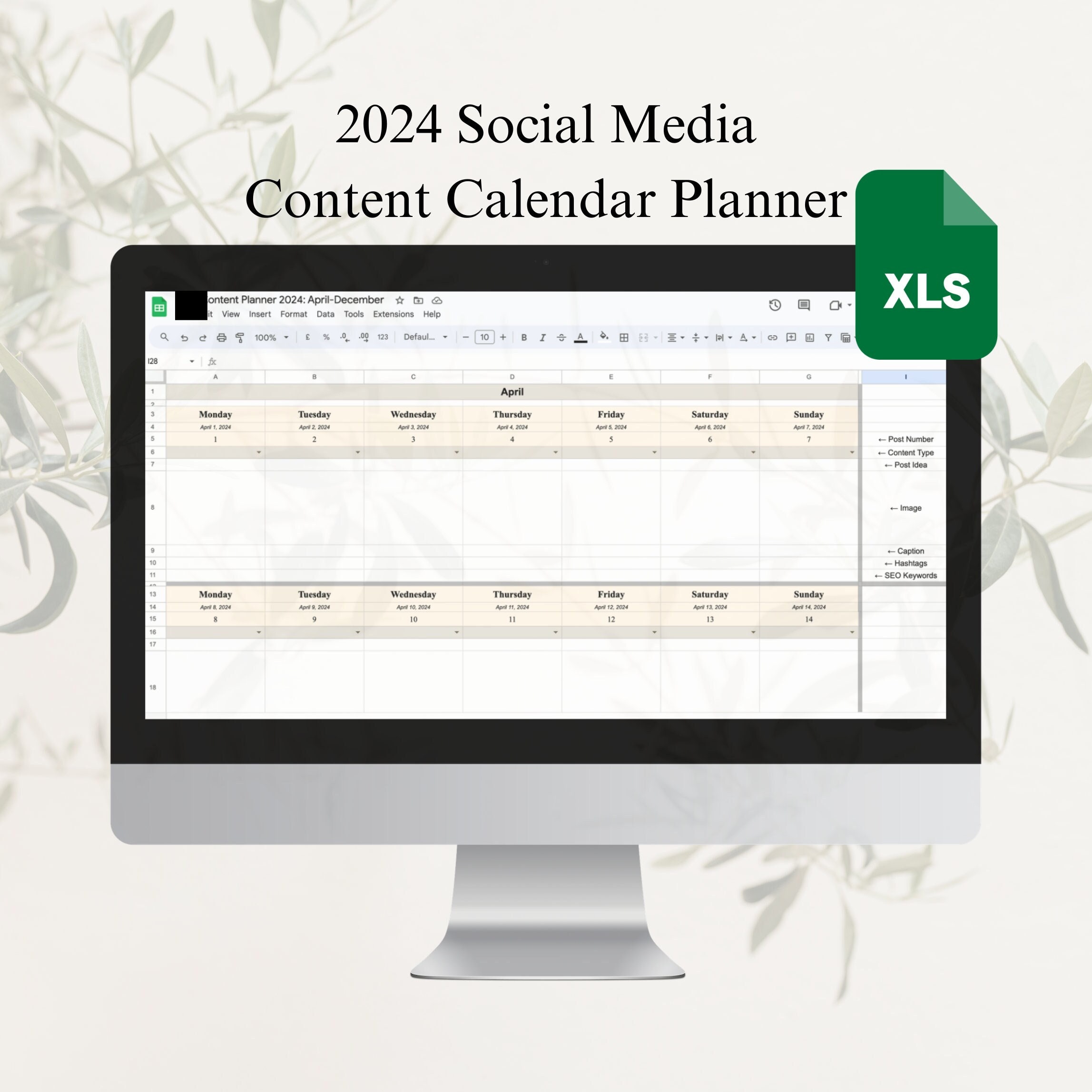 Content Calendar Template for IG, TT, X, FB, Social Media, Content ...