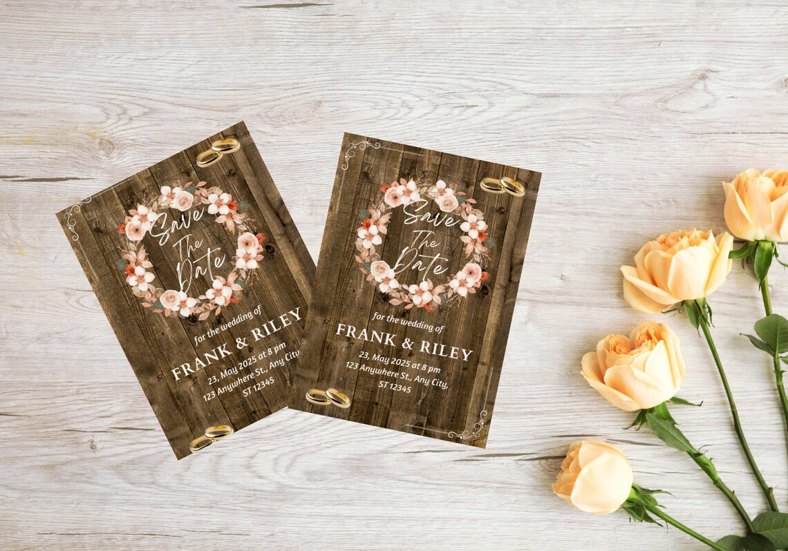 Rustic Flower Wedding Invitation Template, Printable Wedding Invitation ...
