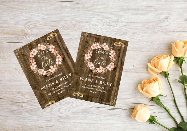 Rustic Flower Wedding Invitation Template, Printable Wedding Invitation, Wedding Invitation ...