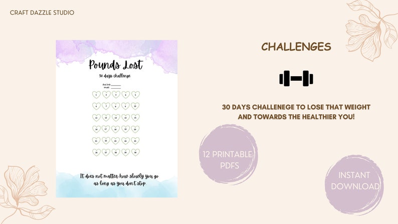 Weight Loss Journal, Weightloss Tracker, Fitness Planner Printable ...