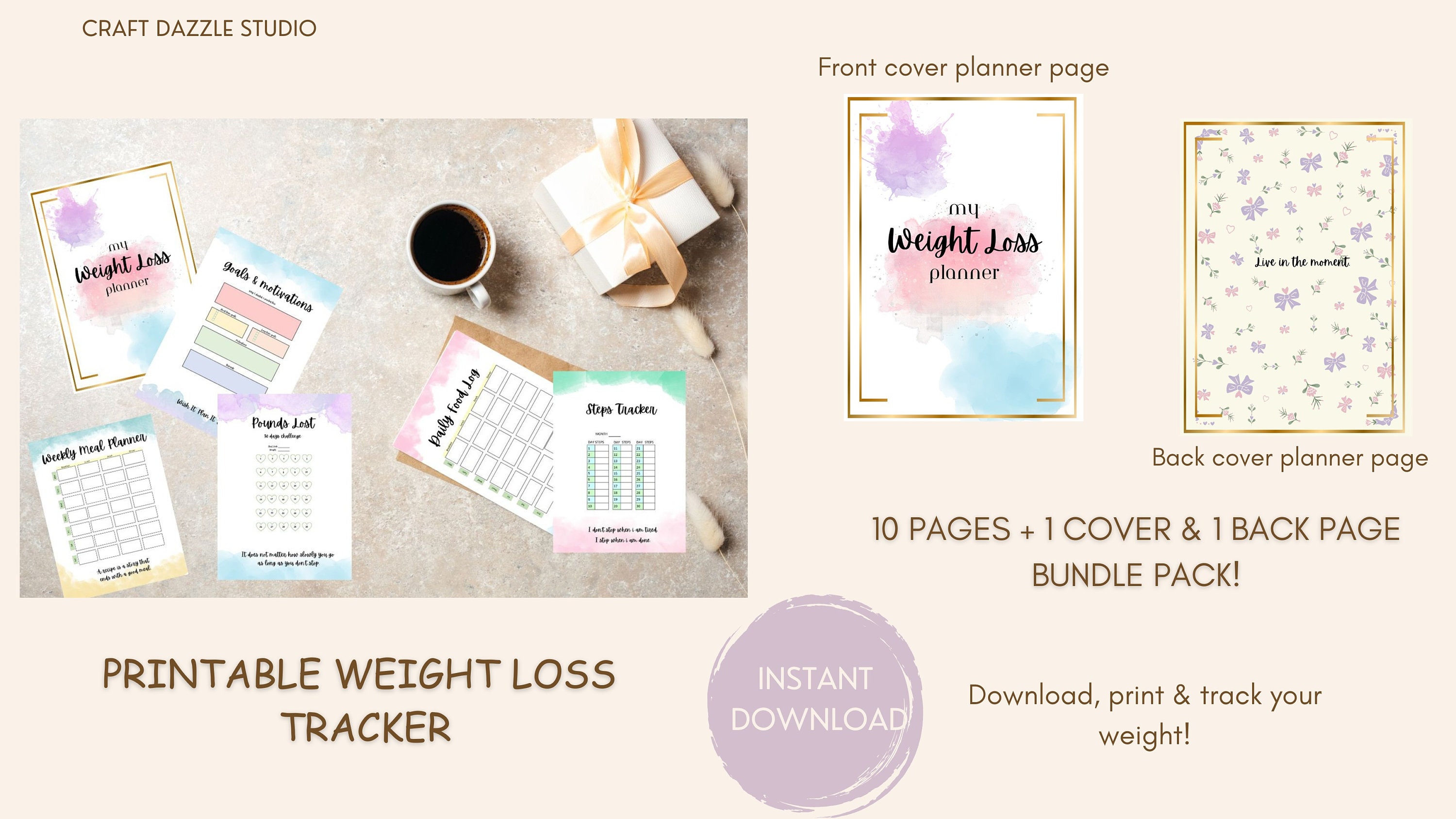 Weight Loss Journal, Weightloss Tracker, Fitness Planner Printable ...