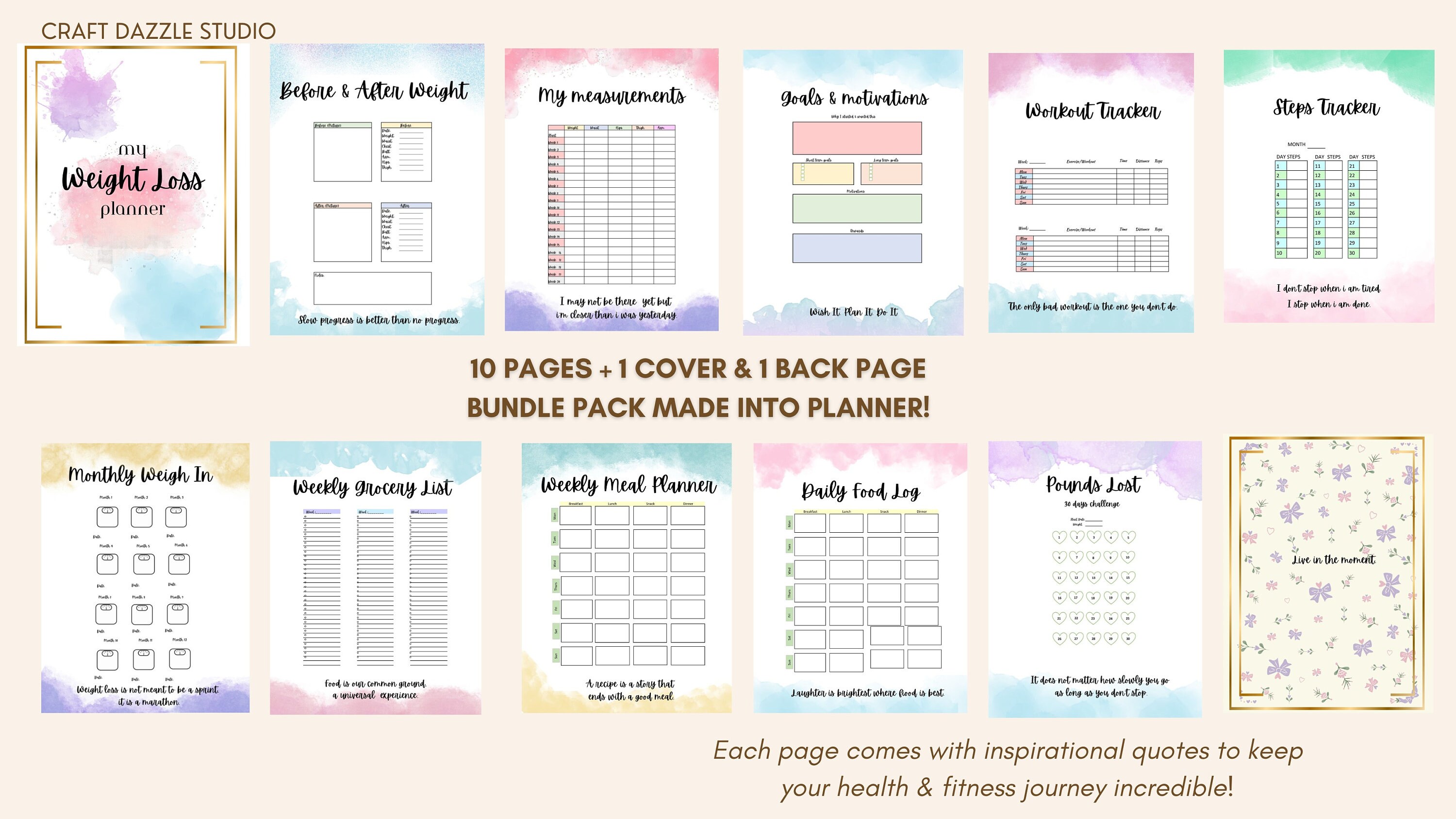 Weight Loss Journal, Weightloss Tracker, Fitness Planner Printable ...