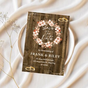 Rustic Flower Wedding Invitation Template, Printable Wedding Invitation, Wedding Invitation ...