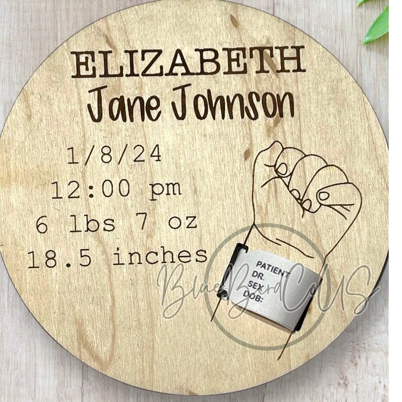 Hospital Newborn Baby Bracelet Svg File, Laser Ready Birth Stat Sign ...