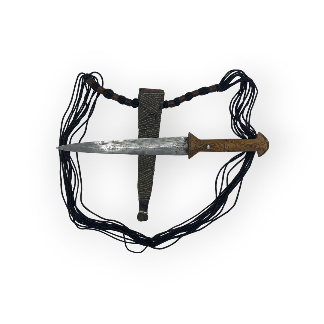 Authentic Tuareg Short Sword takouba 36cm W/ Scabbard & Shoulder Strap ...