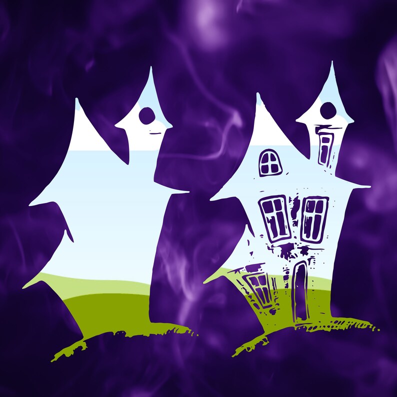 Haunted House Canva Frame Set download Sublimination-drag N Drop ...