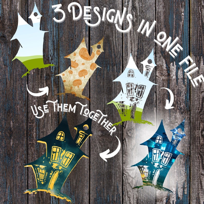 Haunted House Canva Frame Set download Sublimination-drag N Drop ...