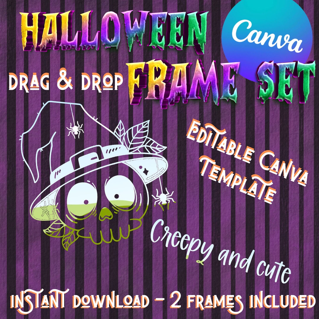 Halloween creepy & Cute CANVA 2 FRAME Set download Sublimination-drag N ...