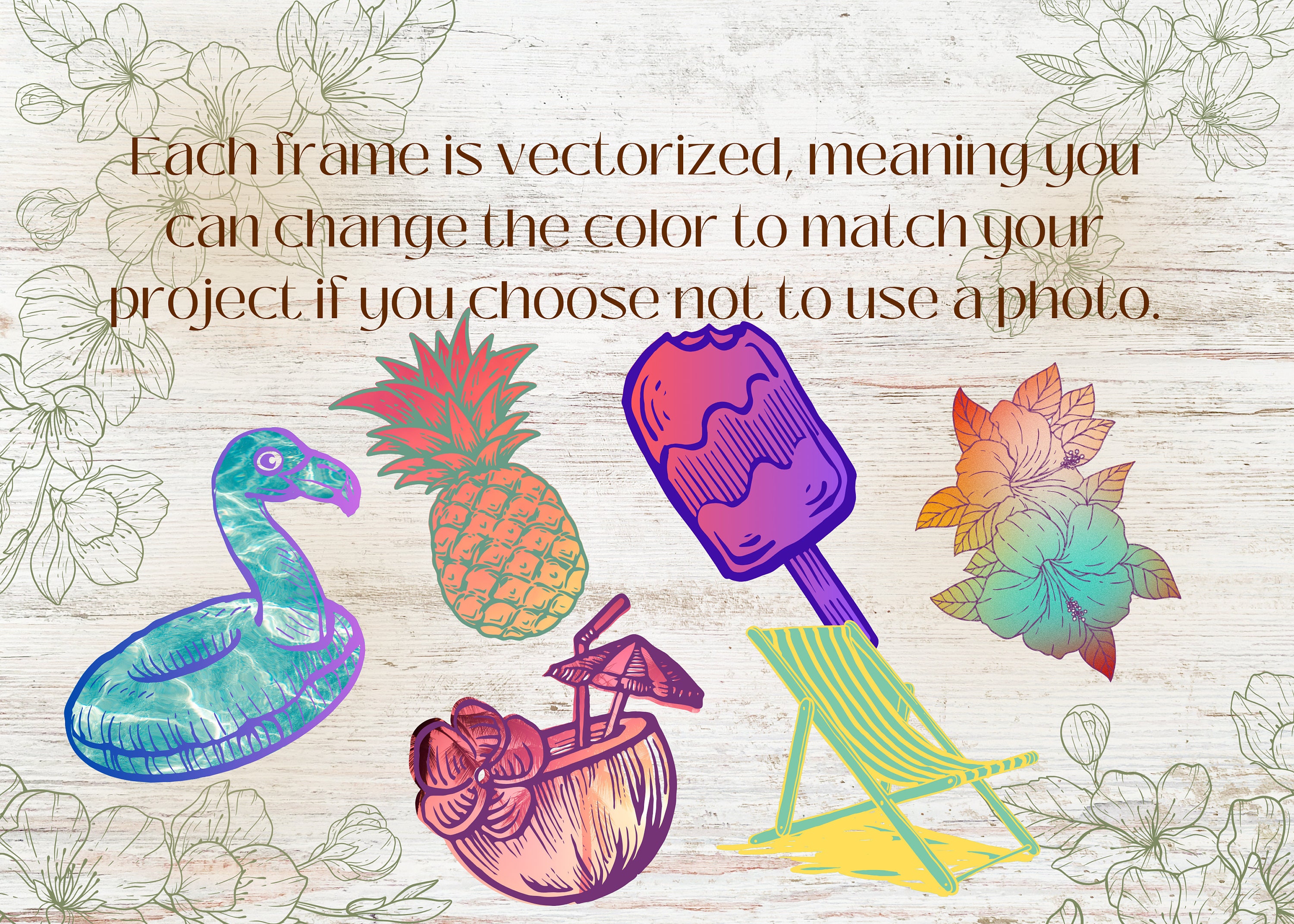 Flip Flop Sandals Summer Tropical Canva Frame Set Sublimination-drag N ...