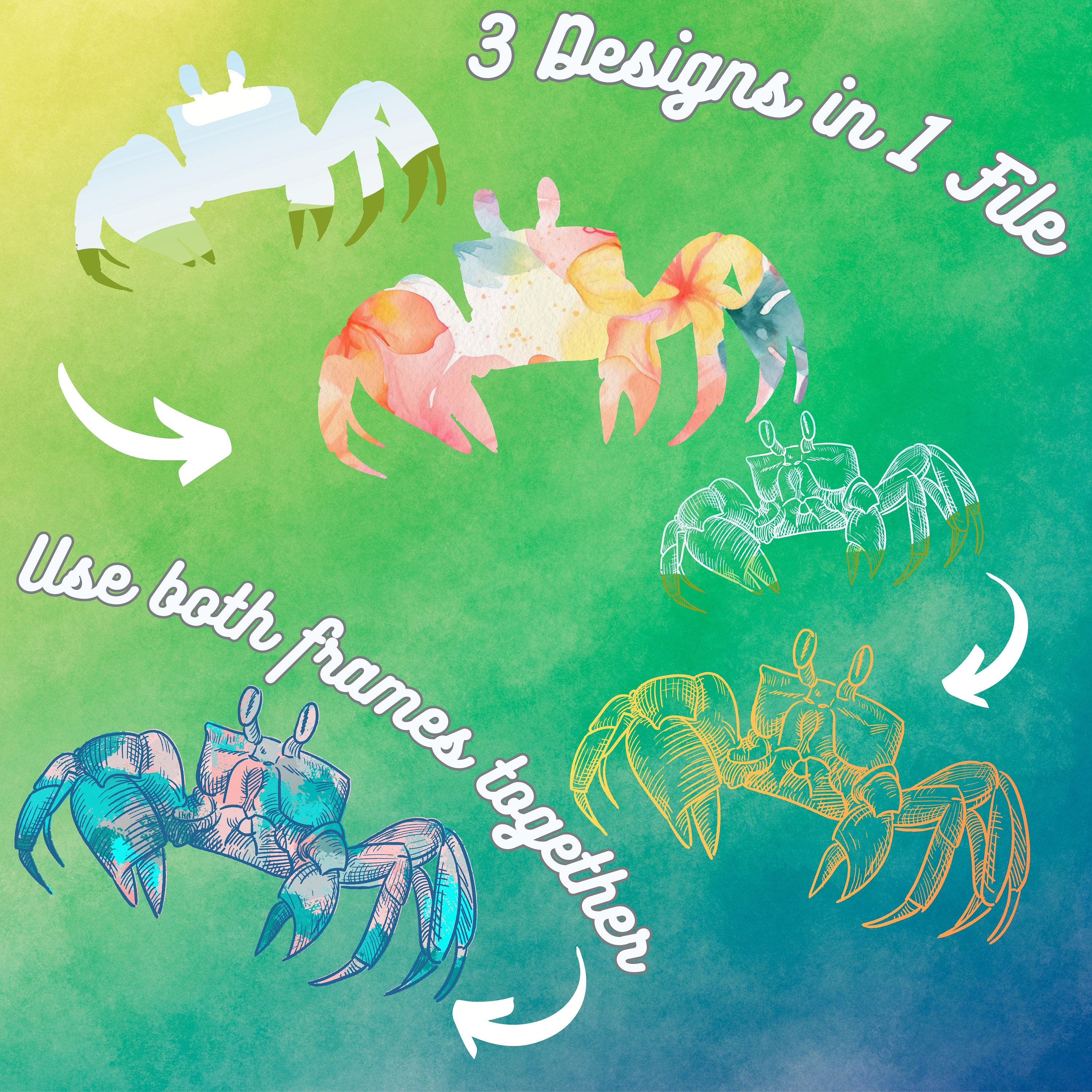 Nautical Crab Canva Frame Set Sublimination-drag and Drop Customizable ...