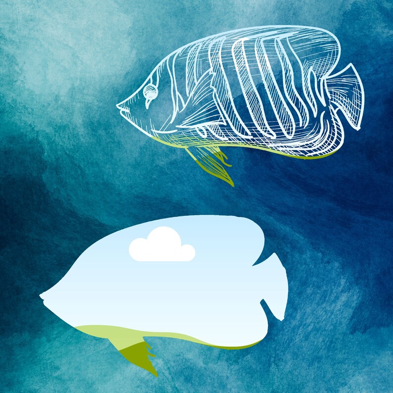 Nautical Fish Canva Frame Set Sublimination-drag and Drop Customizable ...