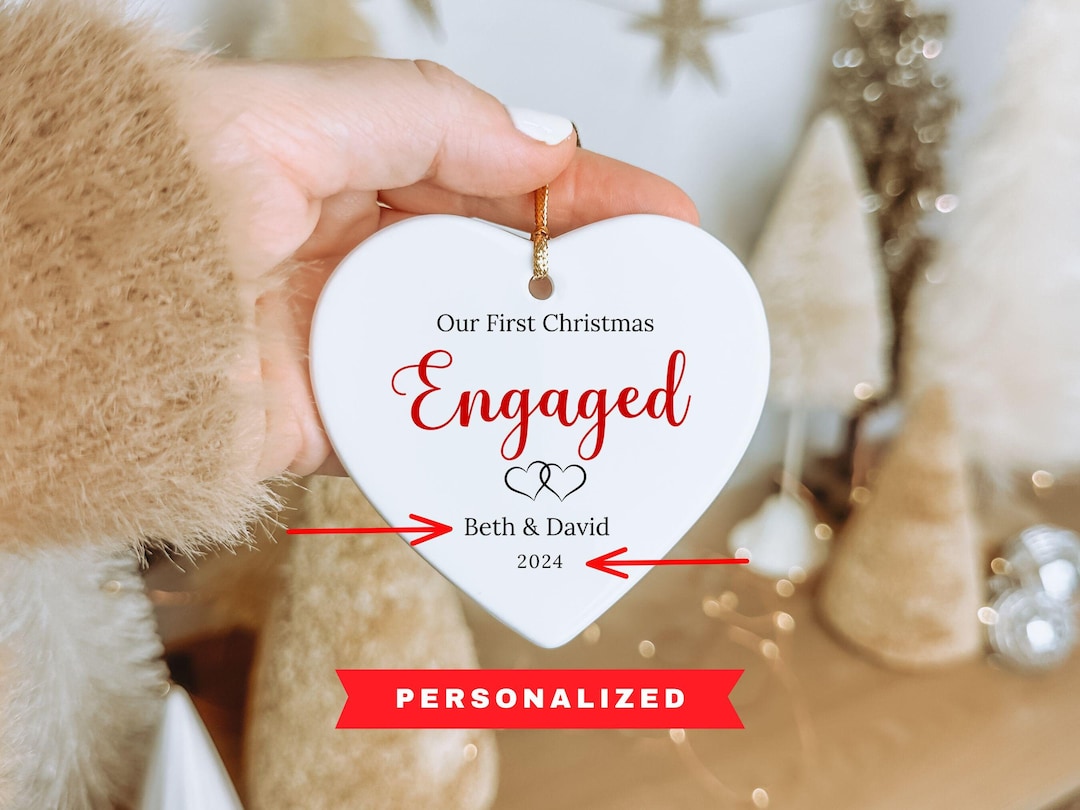 Personalized First Christmas Engaged Ornament, Keepsake Ornament for ...