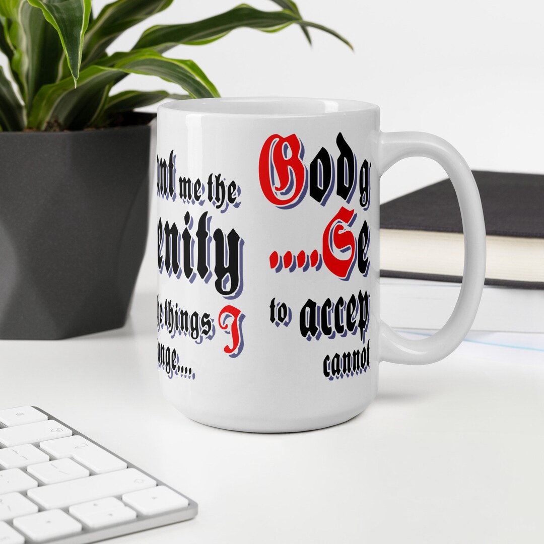 Serenity Prayer Meeting Poster AA NA Slogan Sayings White Glossy Mug - Etsy