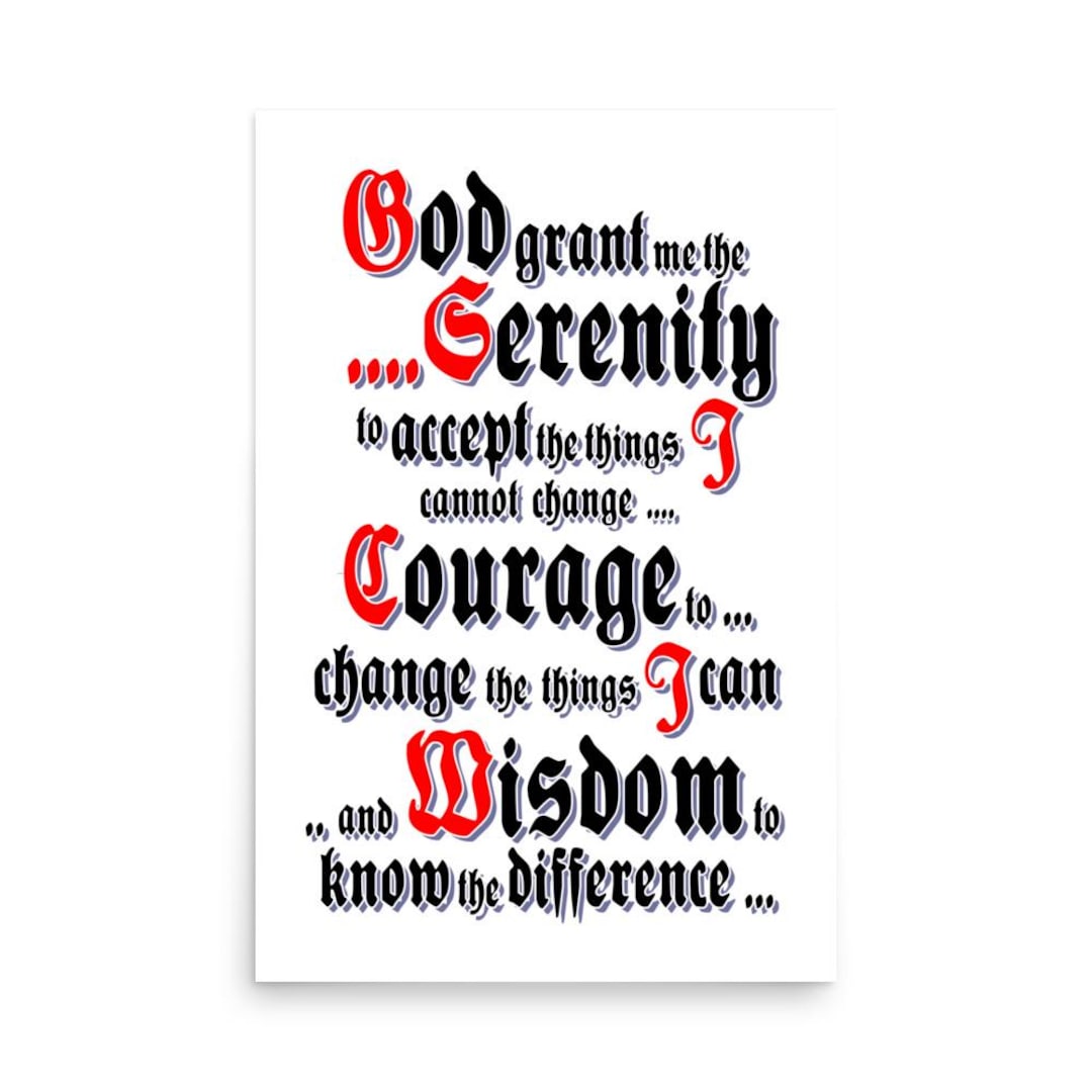 Serenity Prayer AA NA Al-anon Sayings Slogans Meeting Room Poster - Etsy