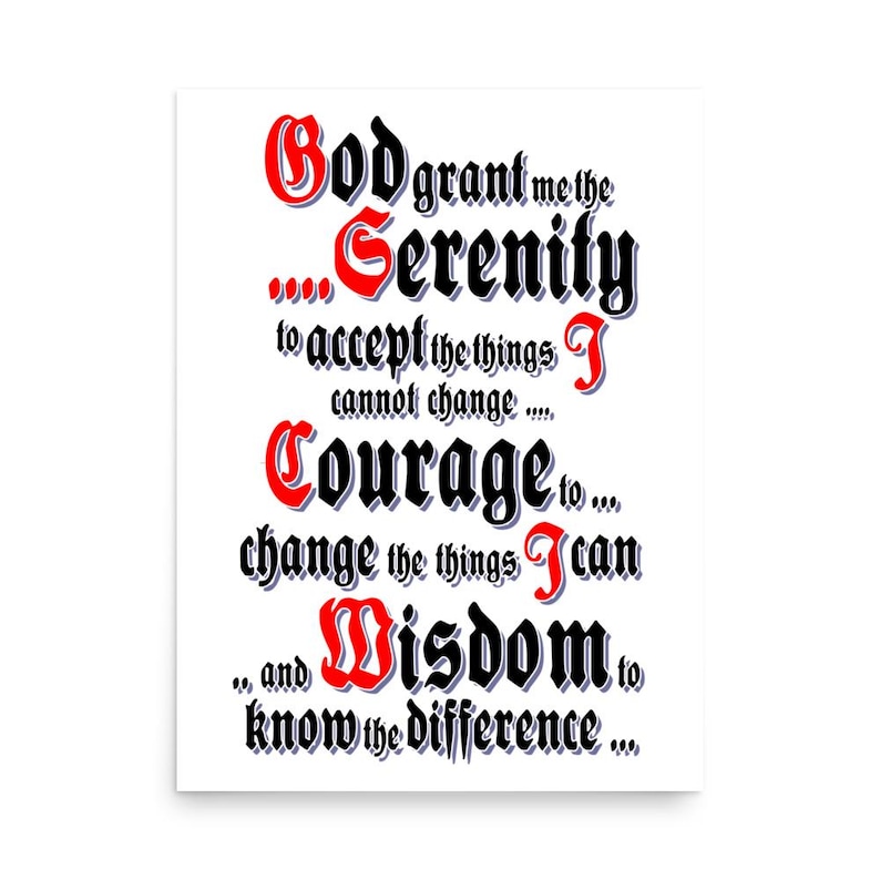 Serenity Prayer AA NA Al-anon Sayings Slogans Meeting Room Poster - Etsy