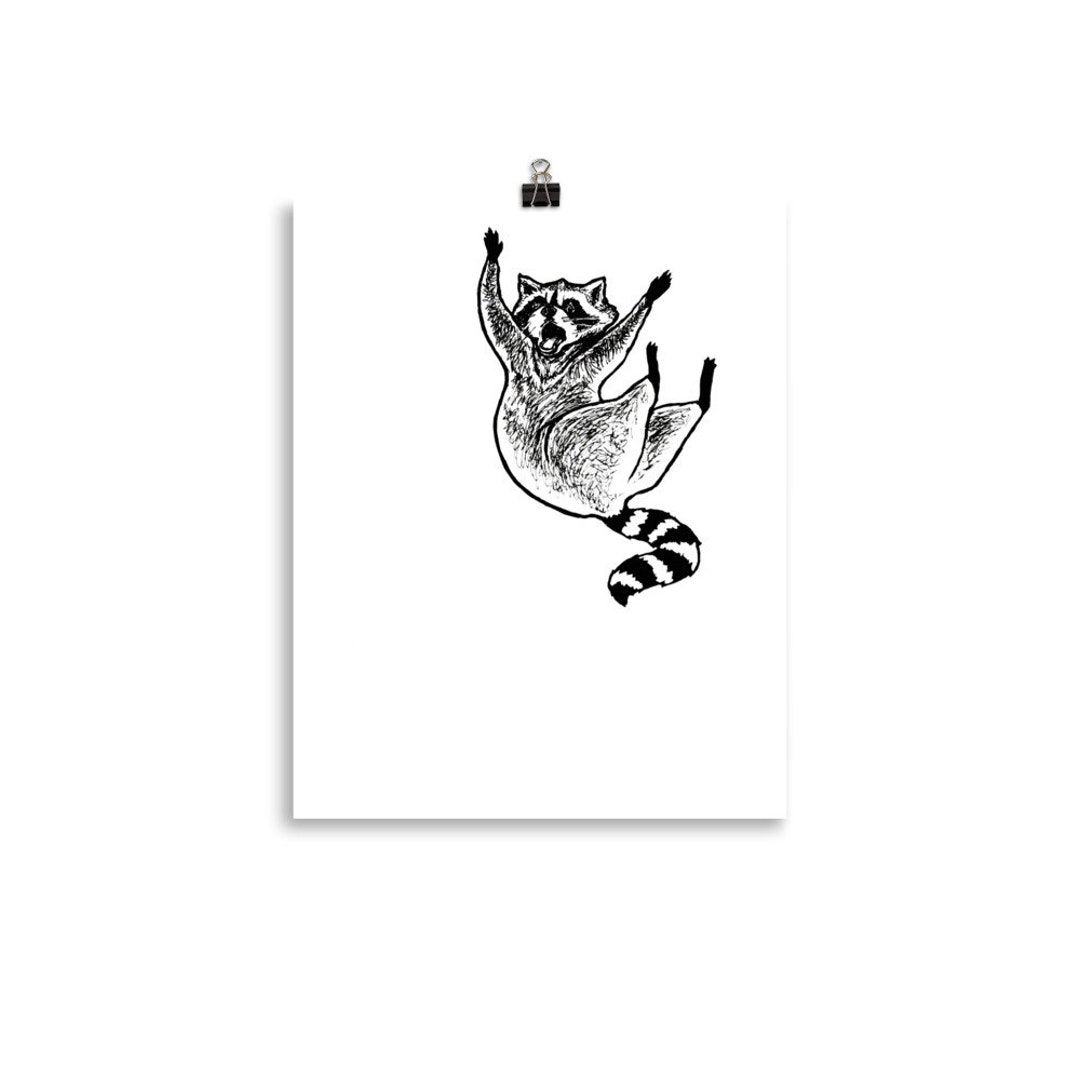 Falling Animals Art Print Raccoon - Etsy