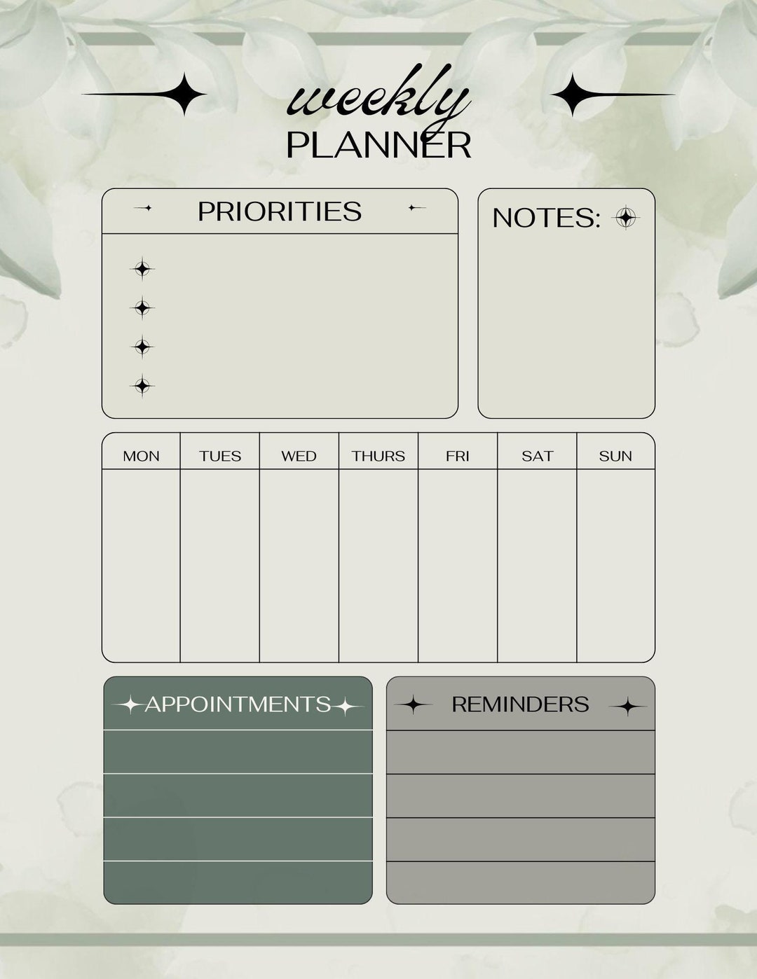 Customizable Weekly Planner - Etsy