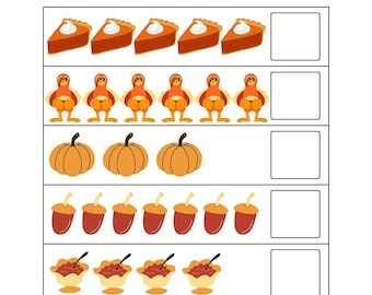 Thanksgiving Counting Cards Pumpkin Pie Counting and Number Recognition ...