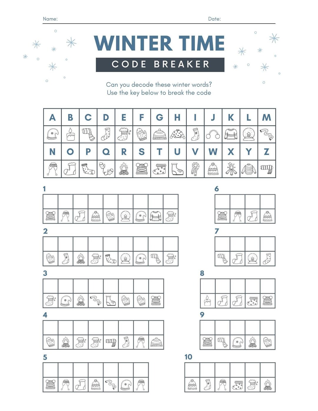 Winter Code Breaker (with Key) - Etsy