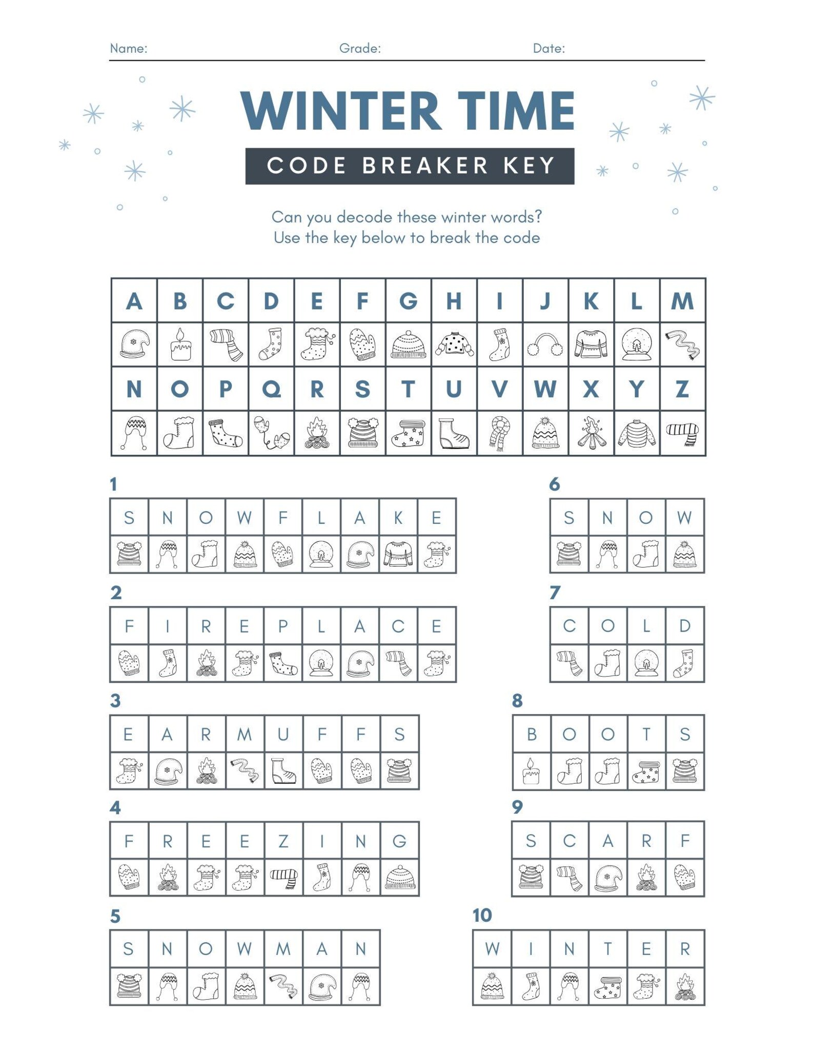 Winter Code Breaker (with Key) - Etsy