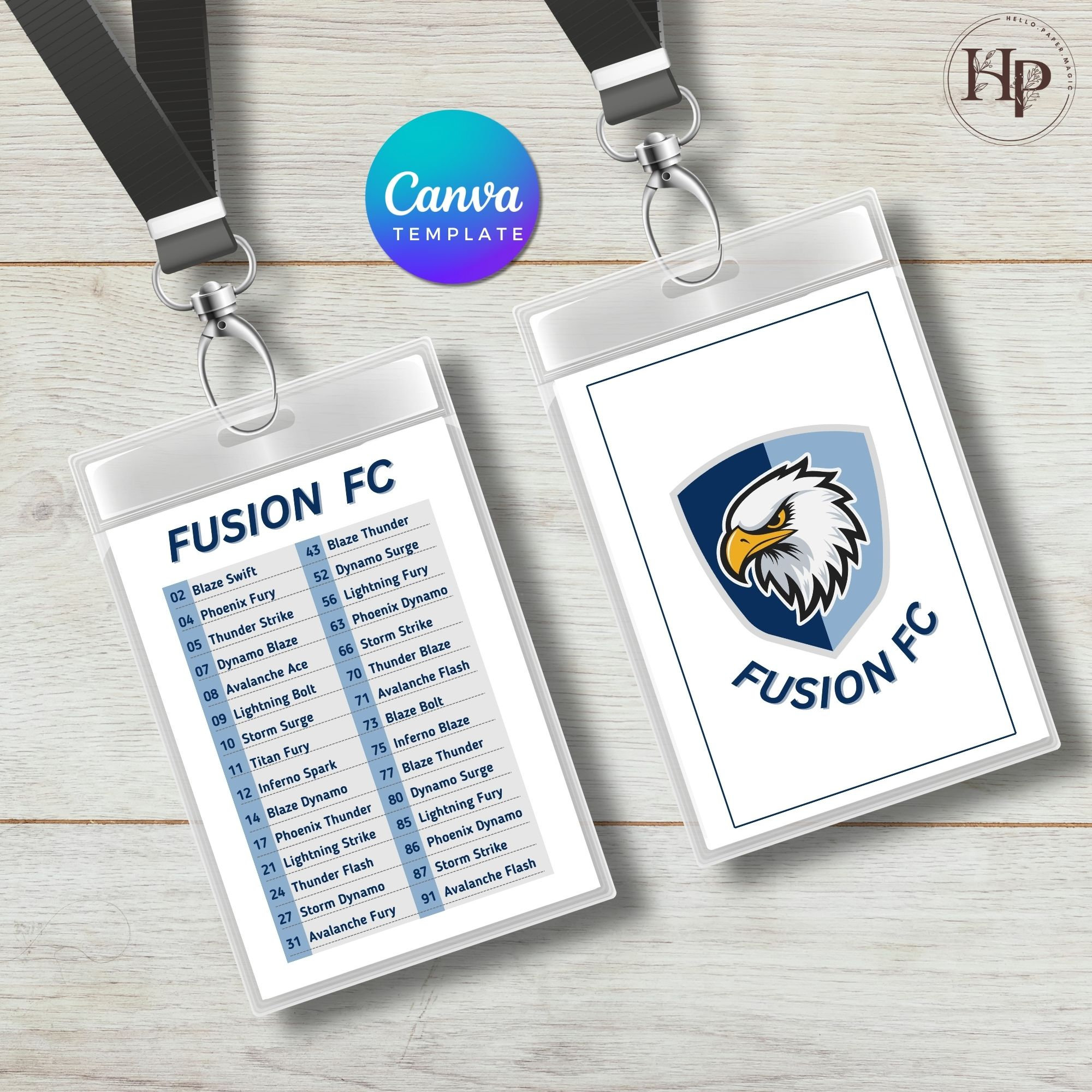 Editable Team Roster Card Template: Canva Sport Team Design - Etsy