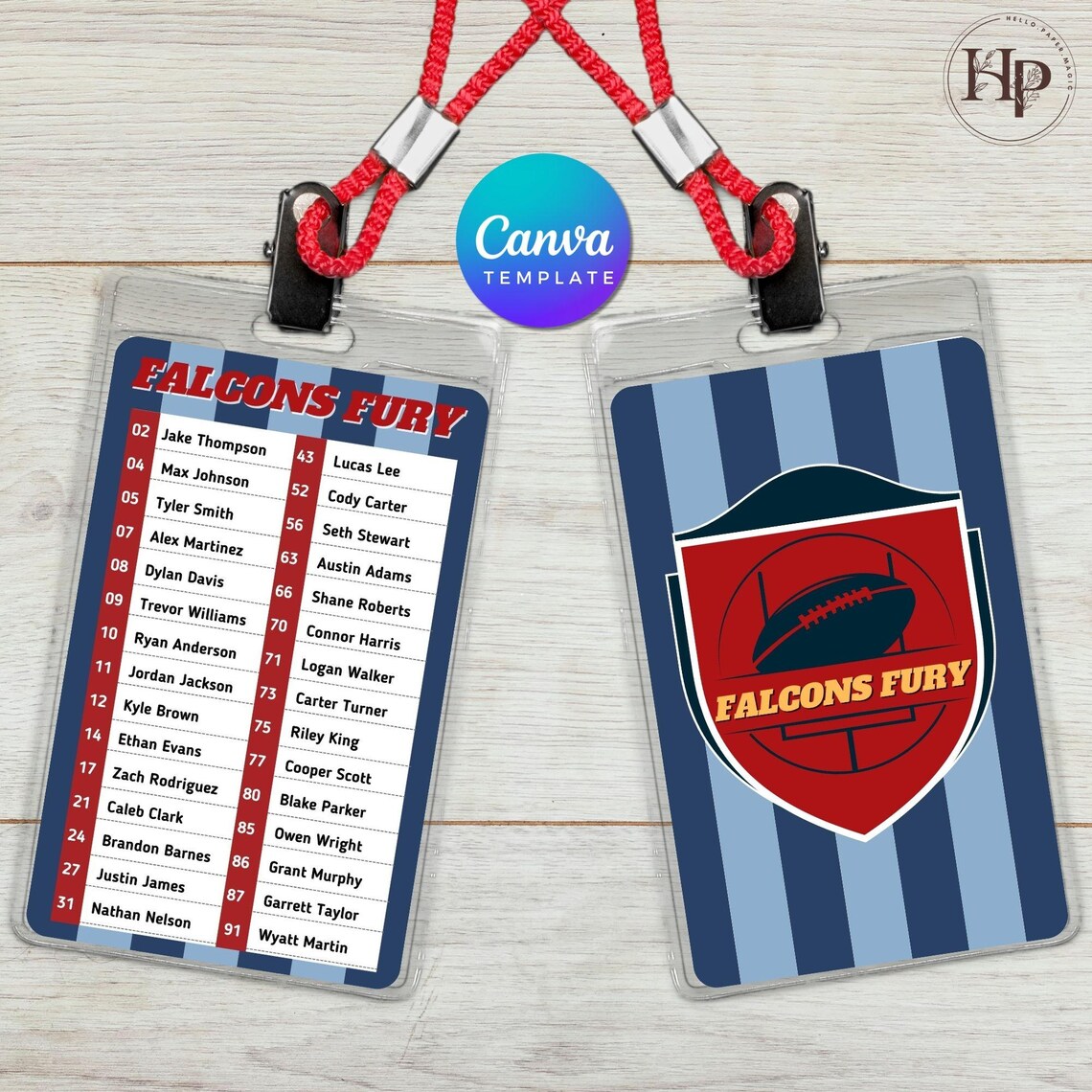 Editable Team Roster Card Template: Sports Team Canva Design - Etsy