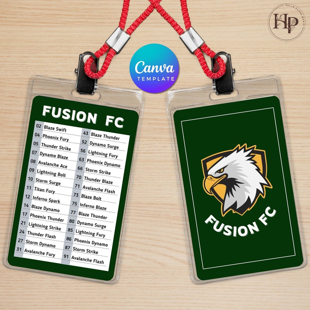 EDITABLE Team Roster Card TEMPLATE, Personalized Team Roster Lanyard ...
