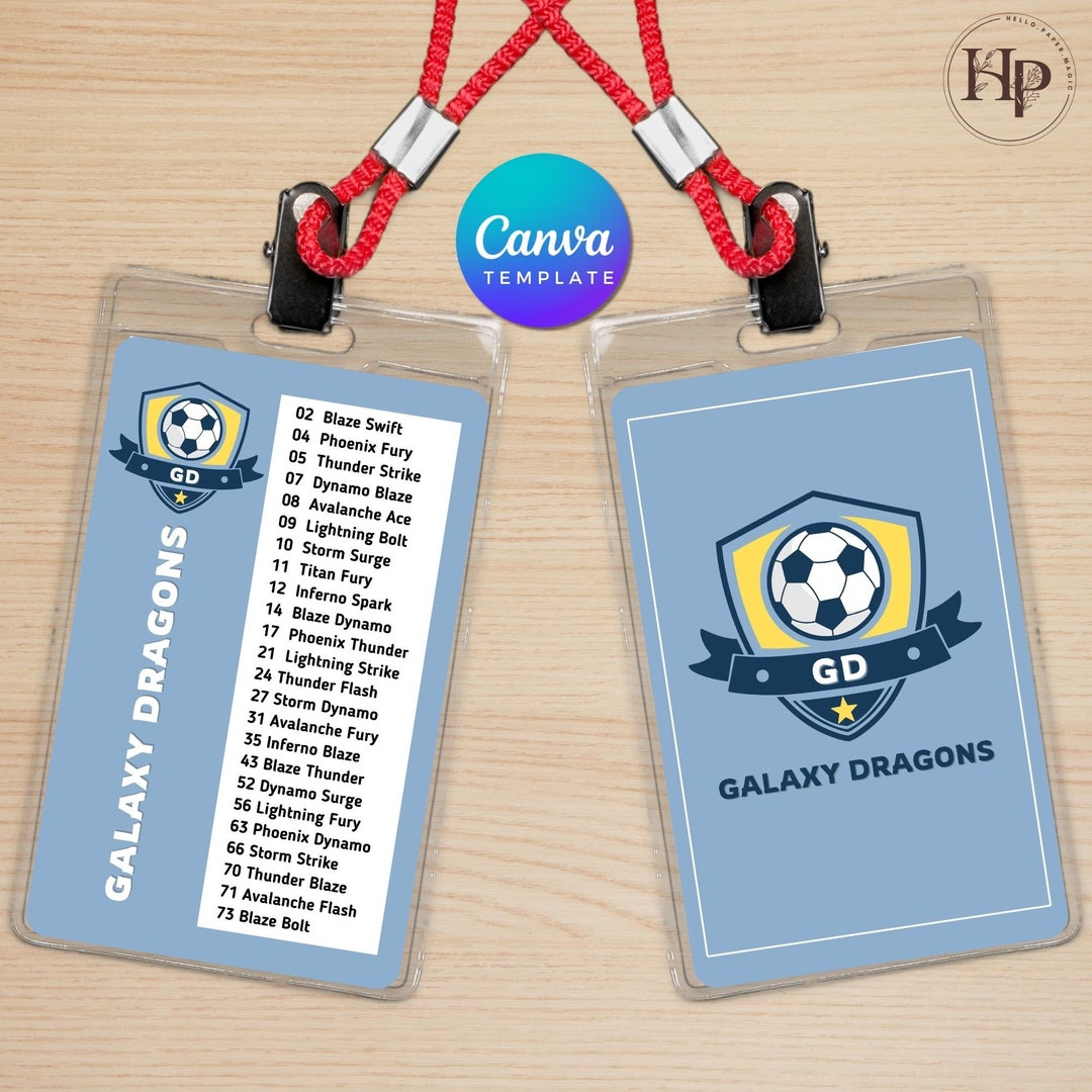 EDITABLE Team Roster Card TEMPLATE, Personalized Team Roster Lanyard ...