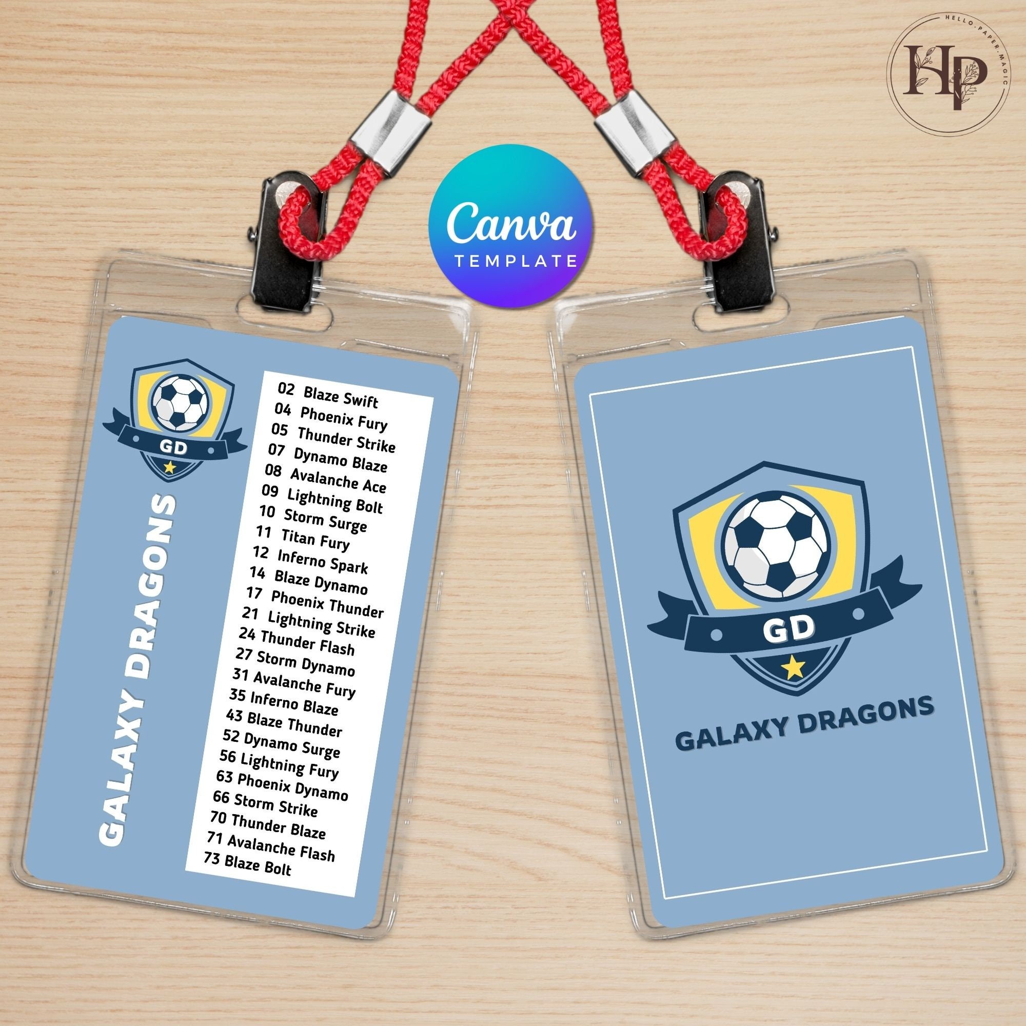 EDITABLE Team Roster Card TEMPLATE, Personalized Team Roster Lanyard ...