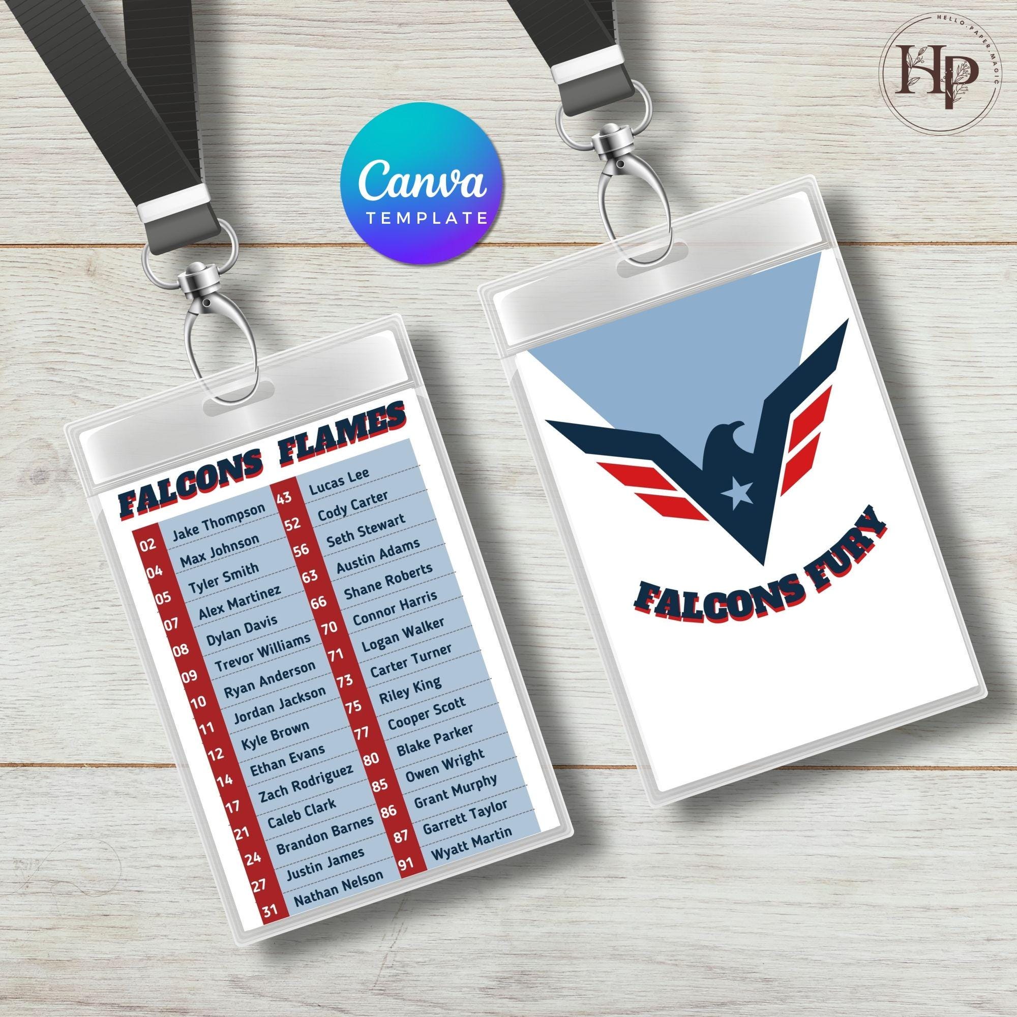 Team Roster Card Template, Editable Team Roster Card, Team Roster Card ...