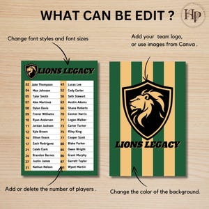 Editable Team Roster Card Template, Canva Design (4x6, 3x5) - Etsy