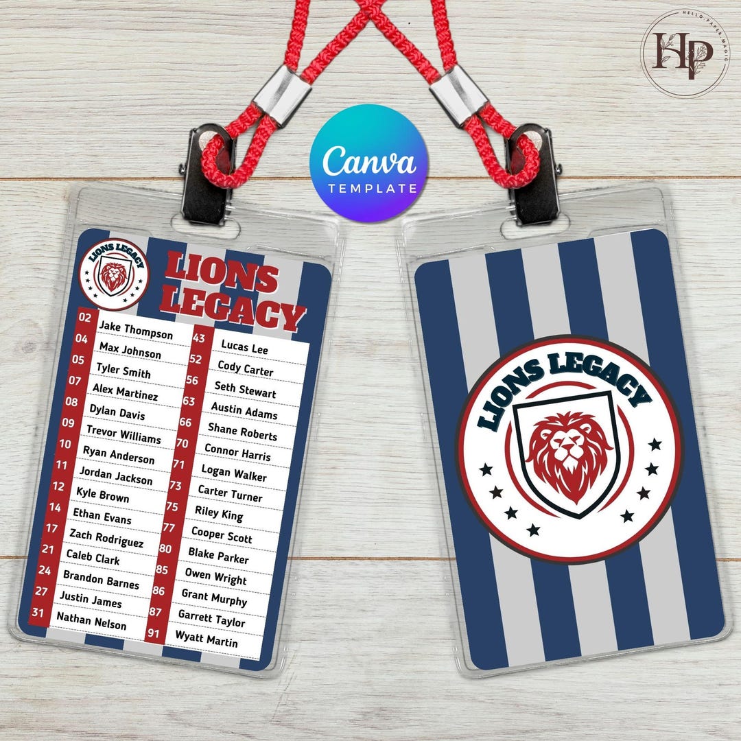 Editable Team Roster Card Template: Canva Sport Team Design (4x6 & 3x5 ...