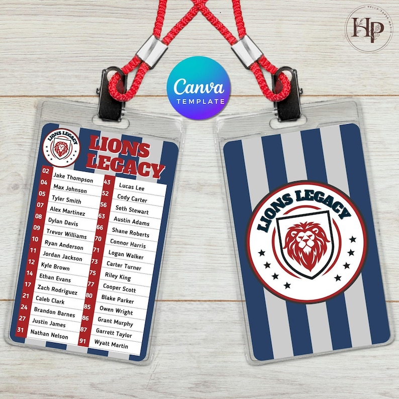 Editable Team Roster Card Template: Canva Sport Team Design (4x6 & 3x5 ...