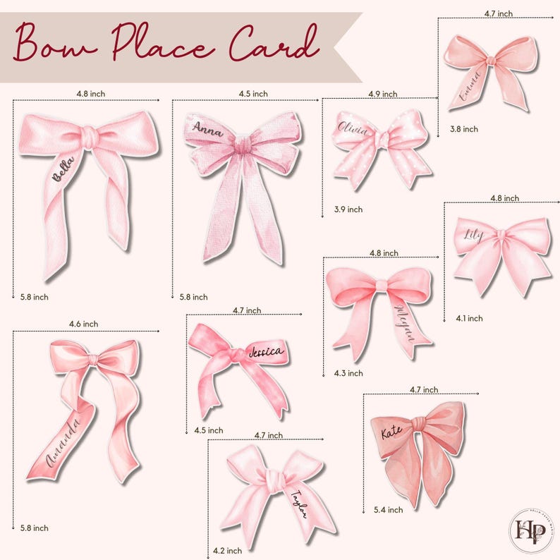Bow Place Card Template: Whimsical Wedding & Party Decor (editable ...