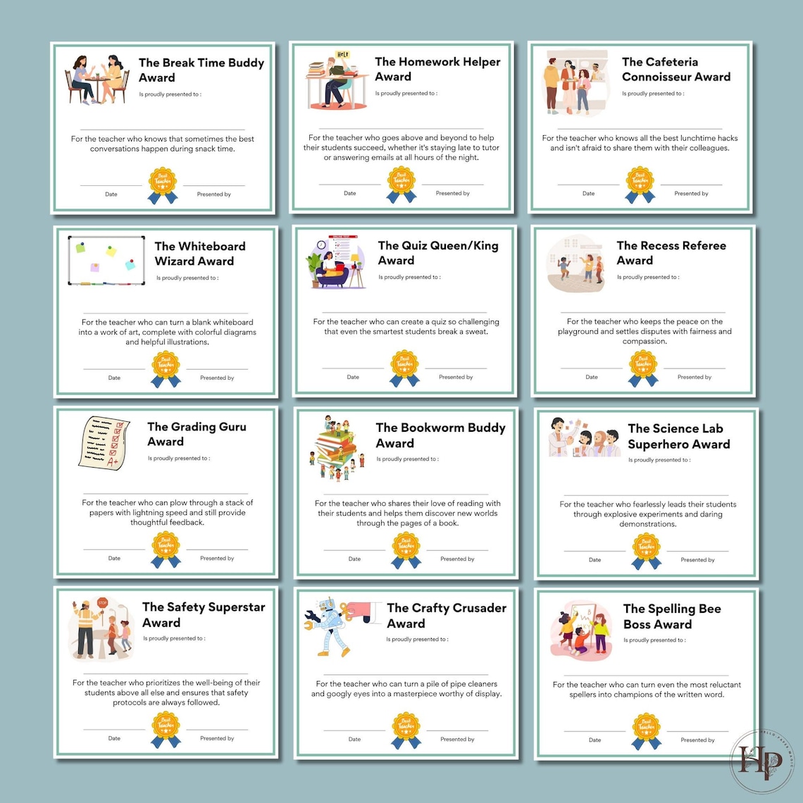 Funny Teacher Appreciation Award Certificates, Editable Canva Template ...